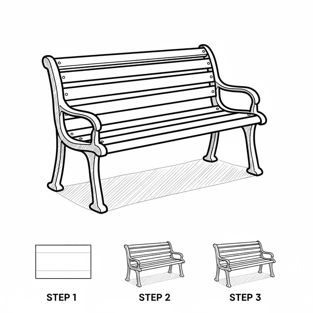 how to draw a bench - Fun at-home activities for Kids.