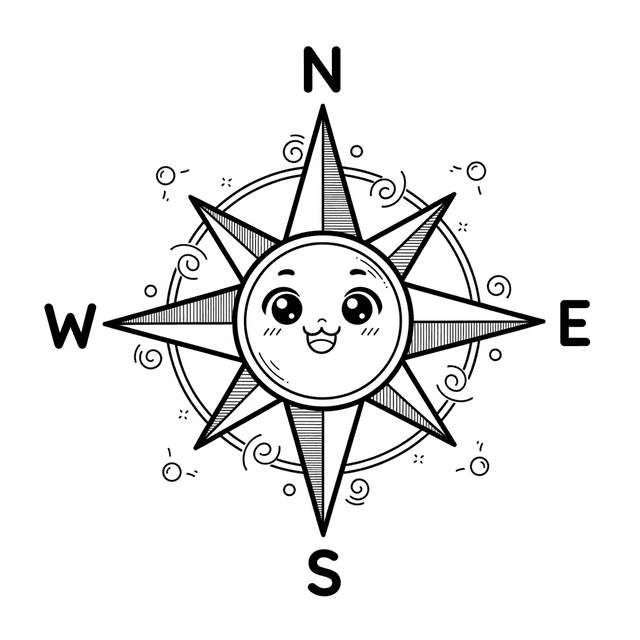 how to draw a compass rose - Fun at-home activities for Kids.