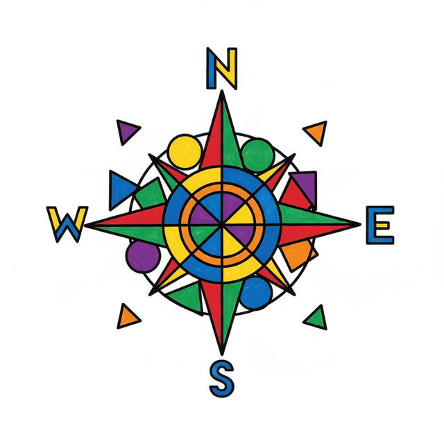 how to draw a compass rose - Fun at-home activities for Kids.