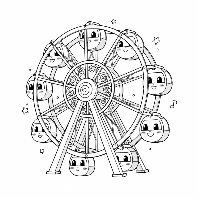 how to draw a ferris wheel - Fun at-home activities for Kids.