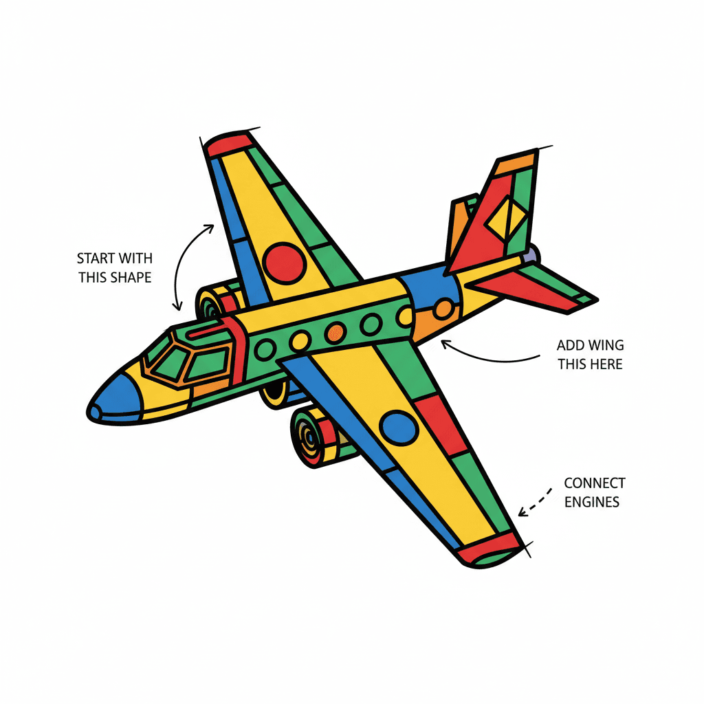 fighter plane drawing with colour