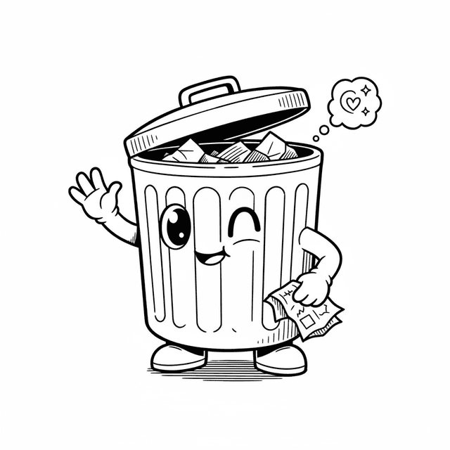 how to draw a trash can - Fun at-home activities for Kids.