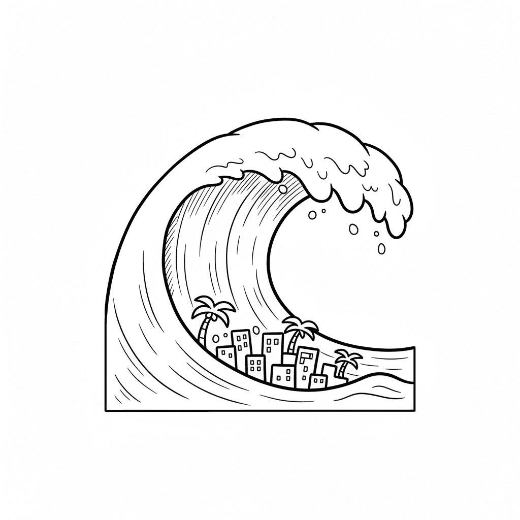 tsunami drawing easy