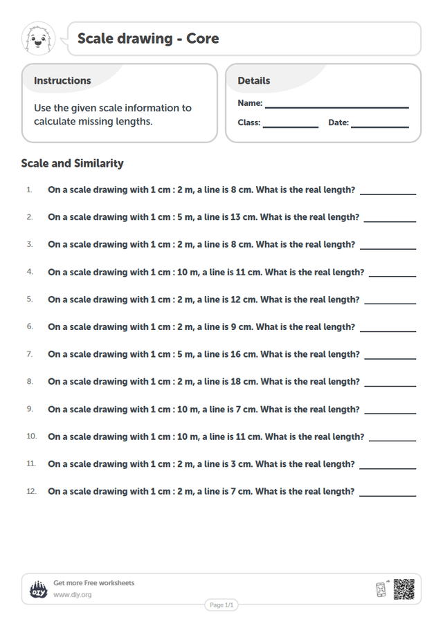 Free Scale drawing Worksheets