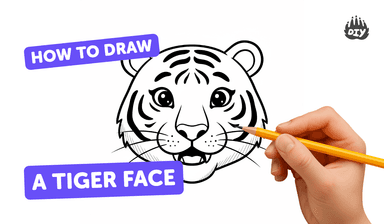 cute tiger drawing for kids with colour