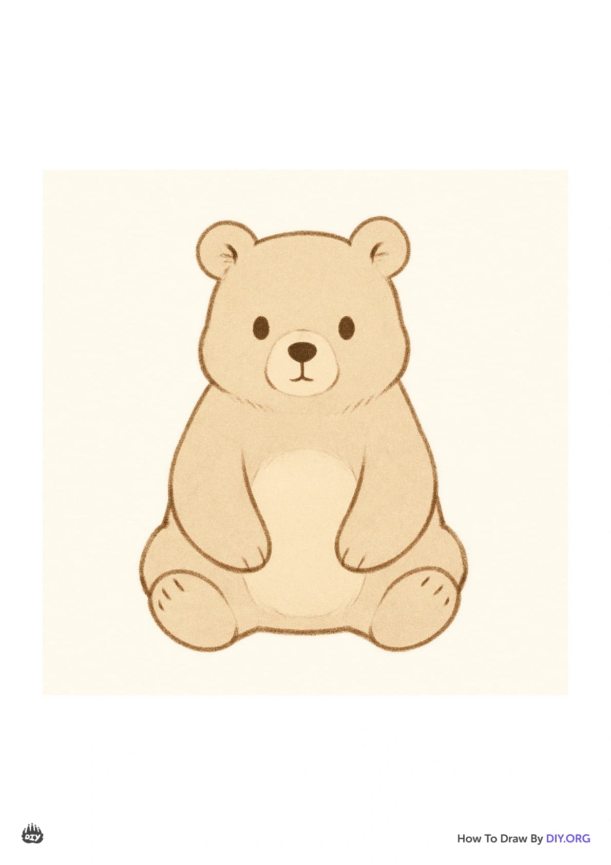 simple bear drawing with colour
