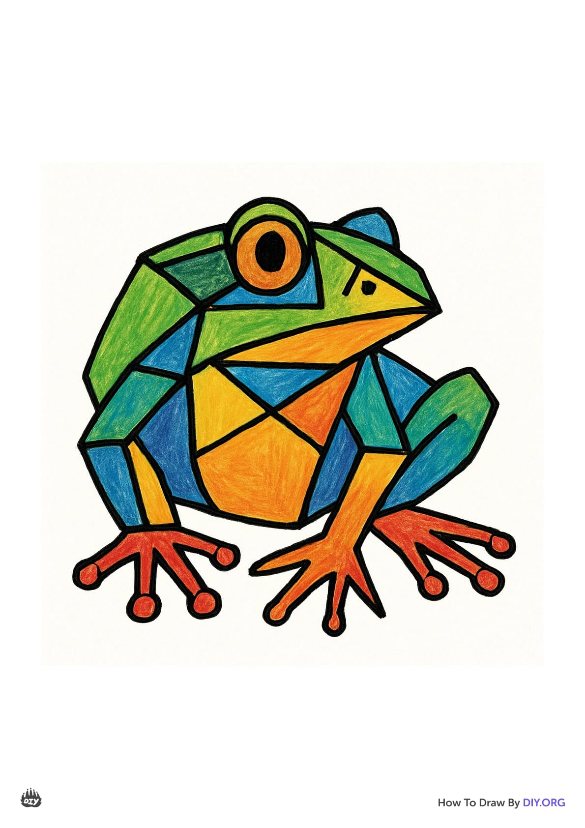 frog drawing with colour
