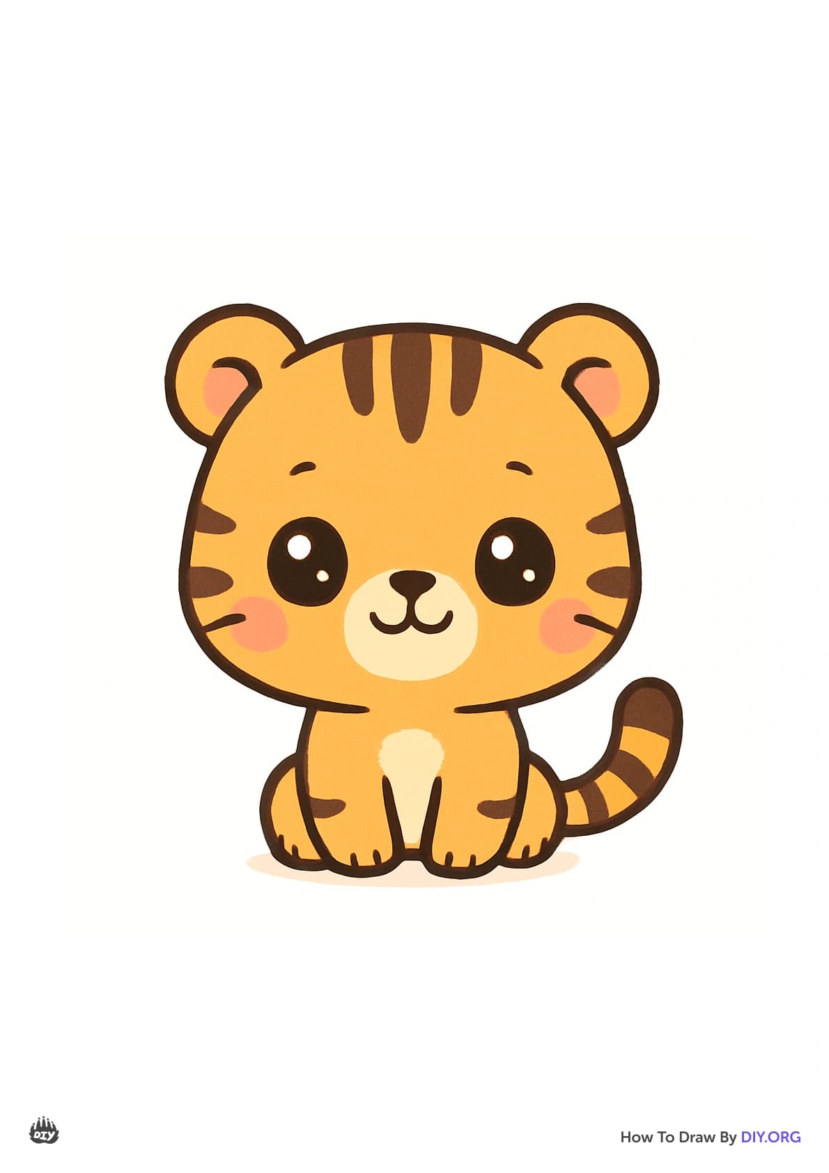 cute tiger drawing for kids with colour